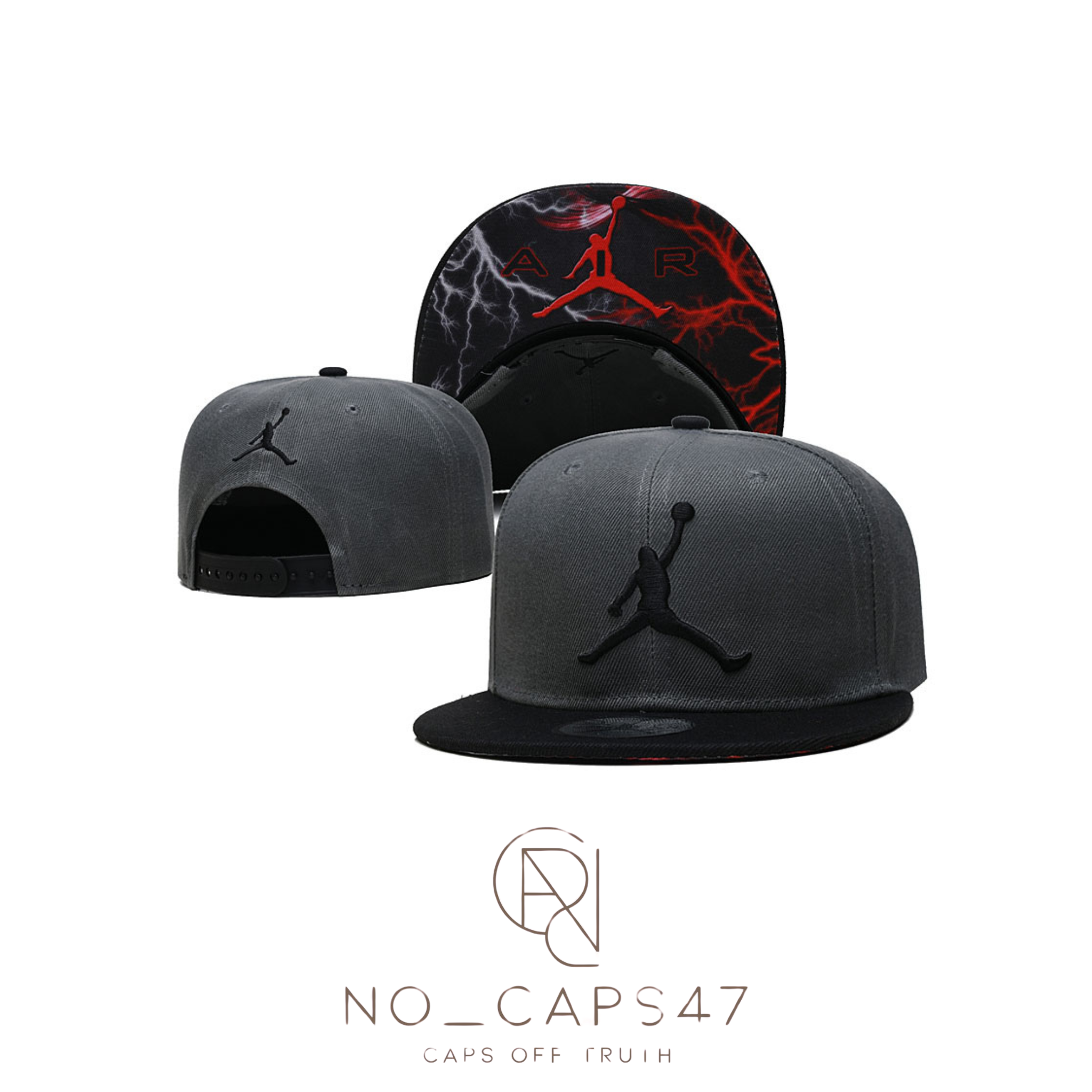 AIR JORDAN Adjustable Gray & black Cap - NO CAPS